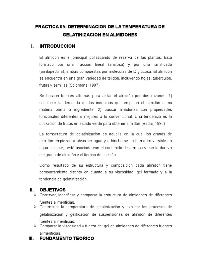 Understanding Starch Gelatinization: A Study of the Gelatinization ...