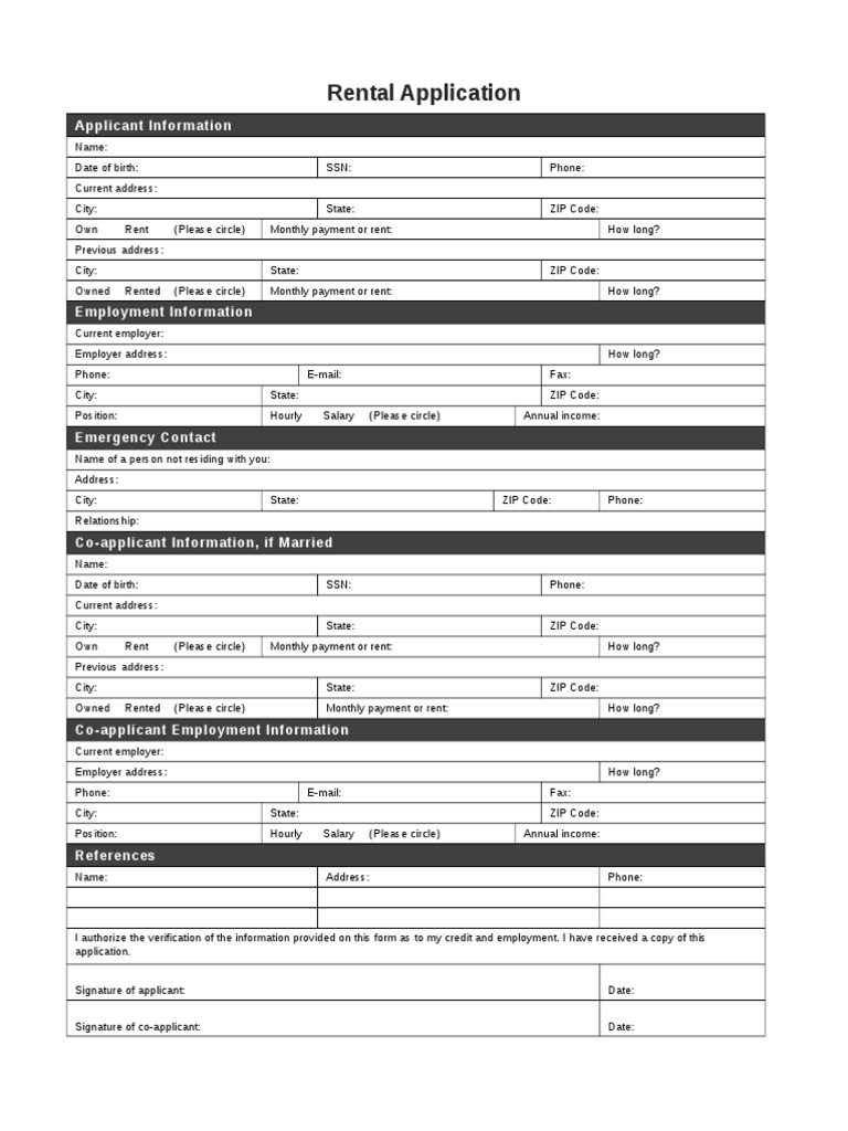 Comprehensive Rental Application Form | PDF