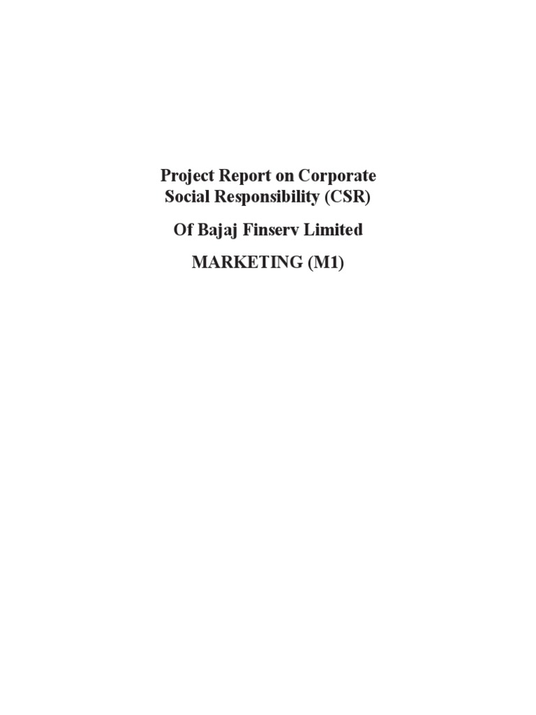 Bajaj Finserv CSR Initiatives Report | PDF | Corporate Social ...
