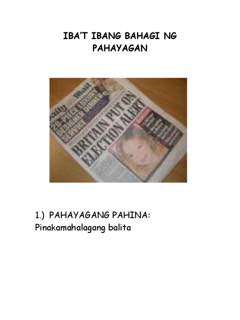 Parts of The Newspaper Tagalog | PDF