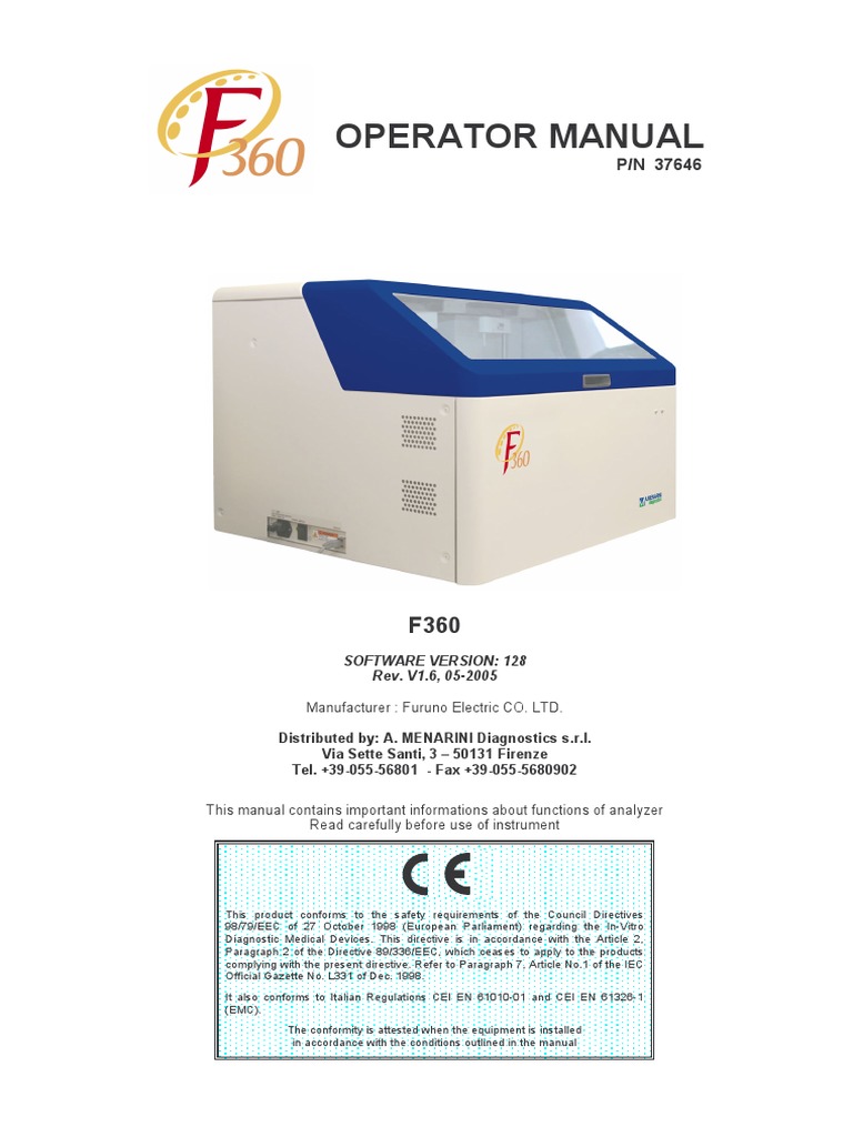 F360 Operator Manual | PDF | Barcode | Calibration