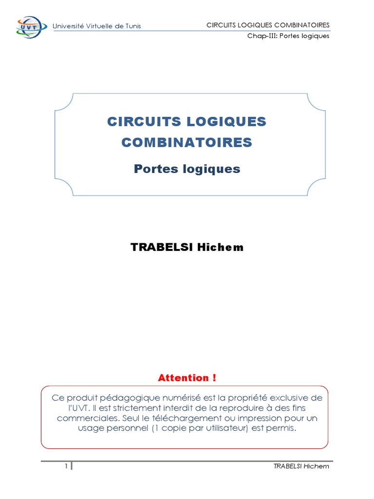 Introduction aux portes logiques | PDF | Fonction logique | Algèbre de ...