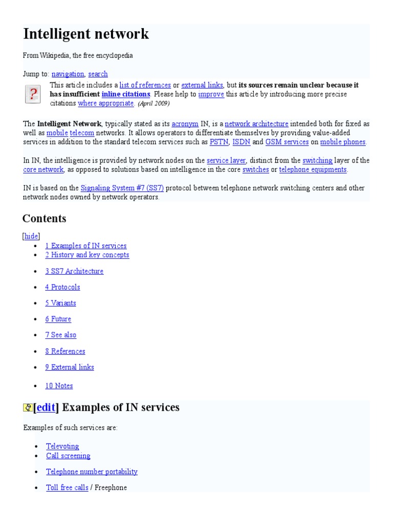 Intelligent Network | PDF | Computer Networking | Networks