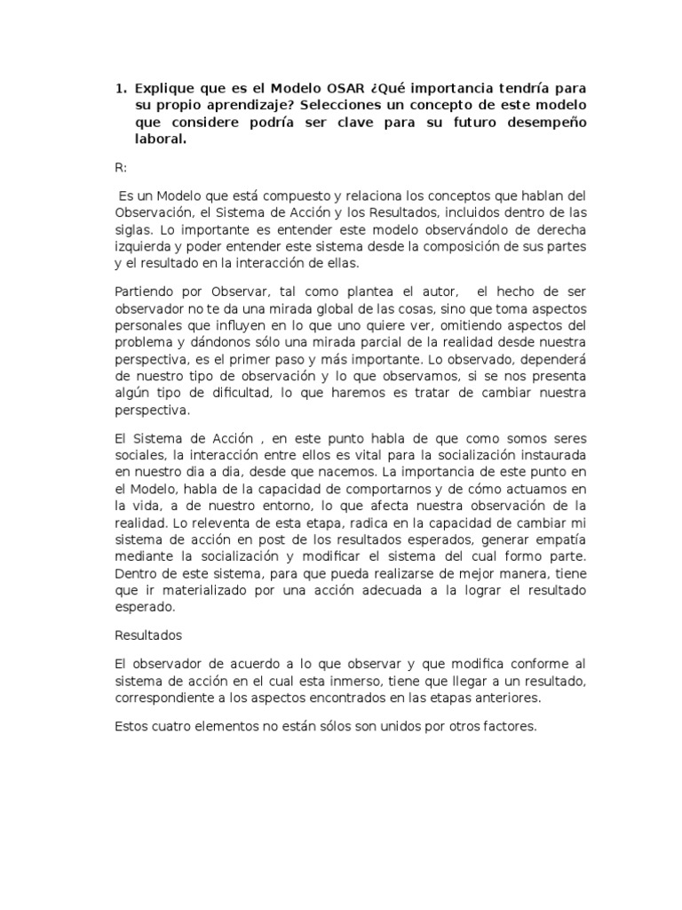 Explique Que Es El Modelo OSAR | PDF | Crecimiento personal y ...