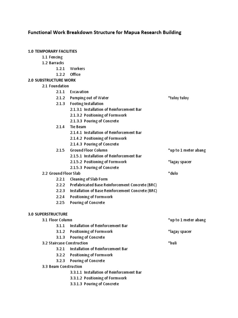 Functional Work Breakdown Structure For A Multi | PDF | Architectural ...