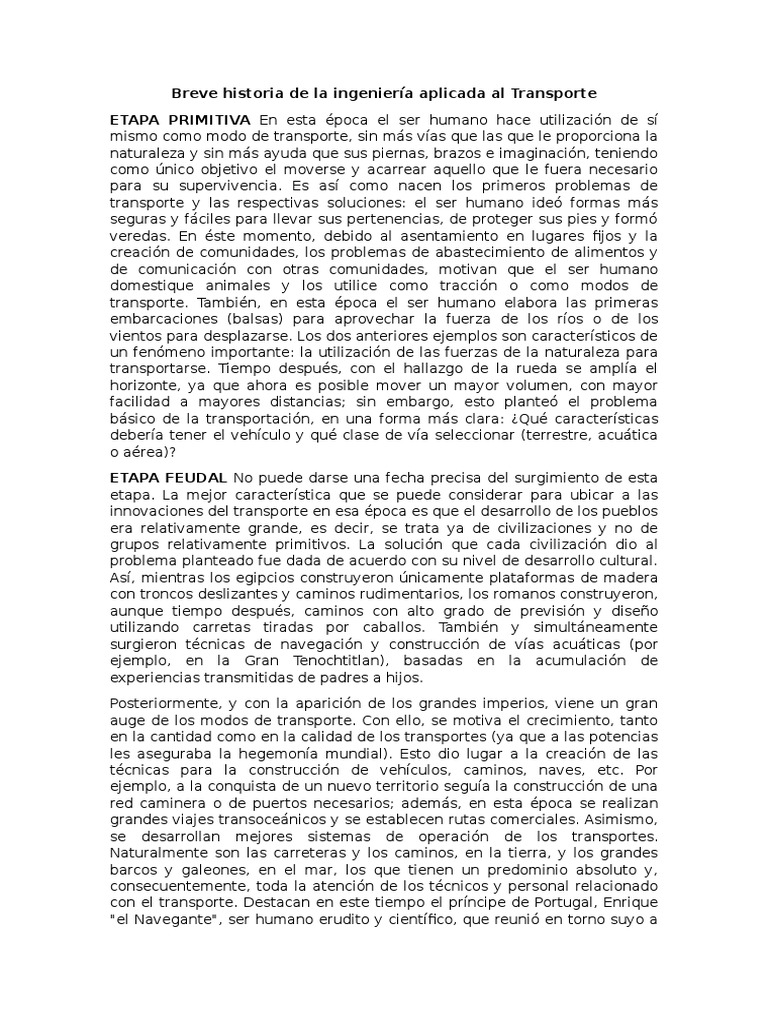 Historia de la ingeniería en transporte | PDF | Transporte ferroviario ...