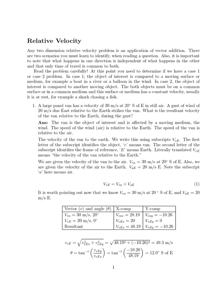 Relative Velocity | PDF | Velocity | Wound