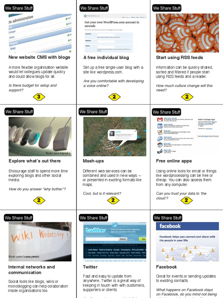 We Share Stuff - Social Media Game Cards | PDF | Mass Media | Facebook