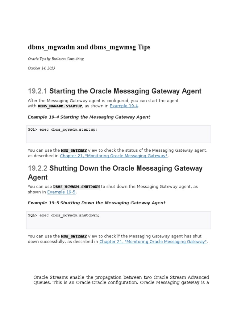 OMG - Dbms - Mgwadm and Dbms - MGWMSG Tips | PDF | Information Retrieval | Databases