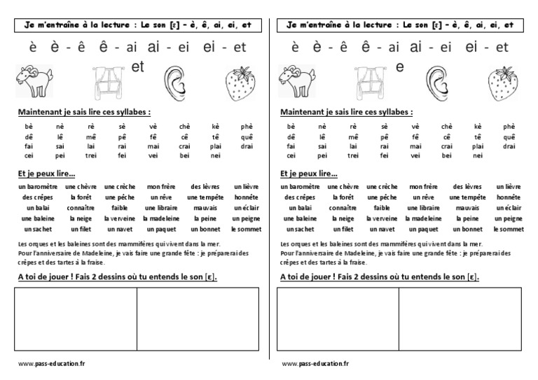 Lecture des sons [ɛ] et exercices associés | PDF