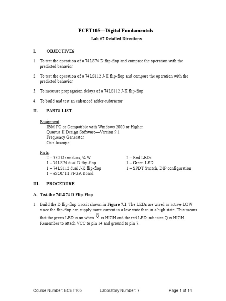 ECET 105 Week 7 Lab Project Detailed Directions | PDF | Manufactured ...