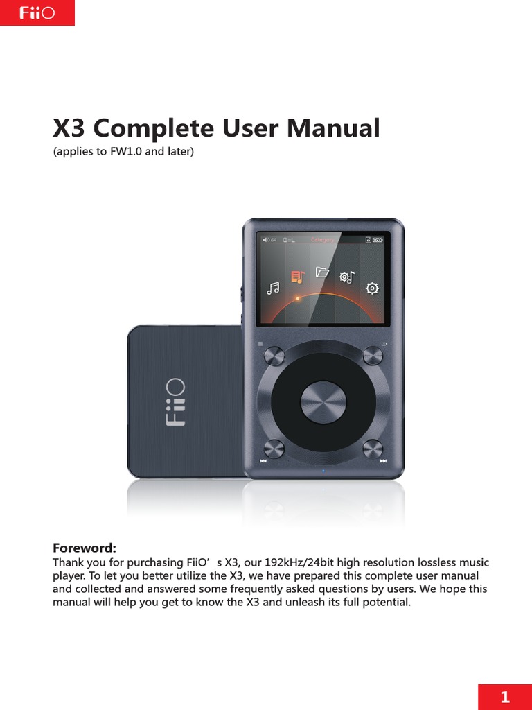 Manual Del Reproductor Fiio x3 2da Generacion | PDF | Battery Charger | Usb