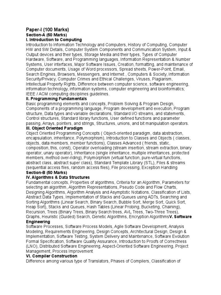 Paper-I (100 Marks) | PDF | Parsing | Internet Protocol Suite