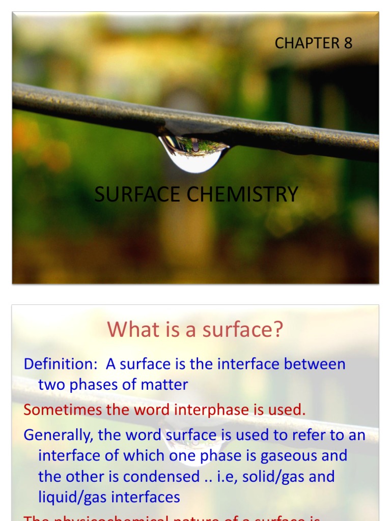 Surface Chemistry | PDF | Adsorption | Chemical Engineering