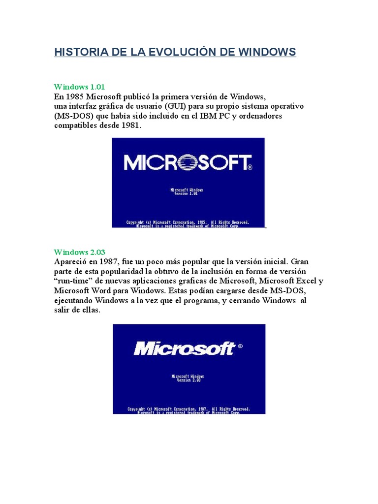 Historia de La Evolución de Windows | PDF | Microsoft Windows | Windows ...