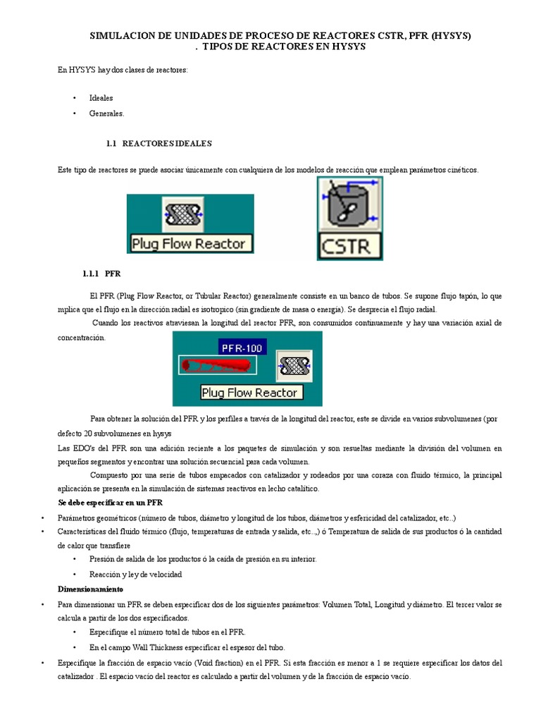 Simulacion de Unidades de Proceso de Reactores CSTR Informe | PDF | Reactor Quimico | Cantidades ...