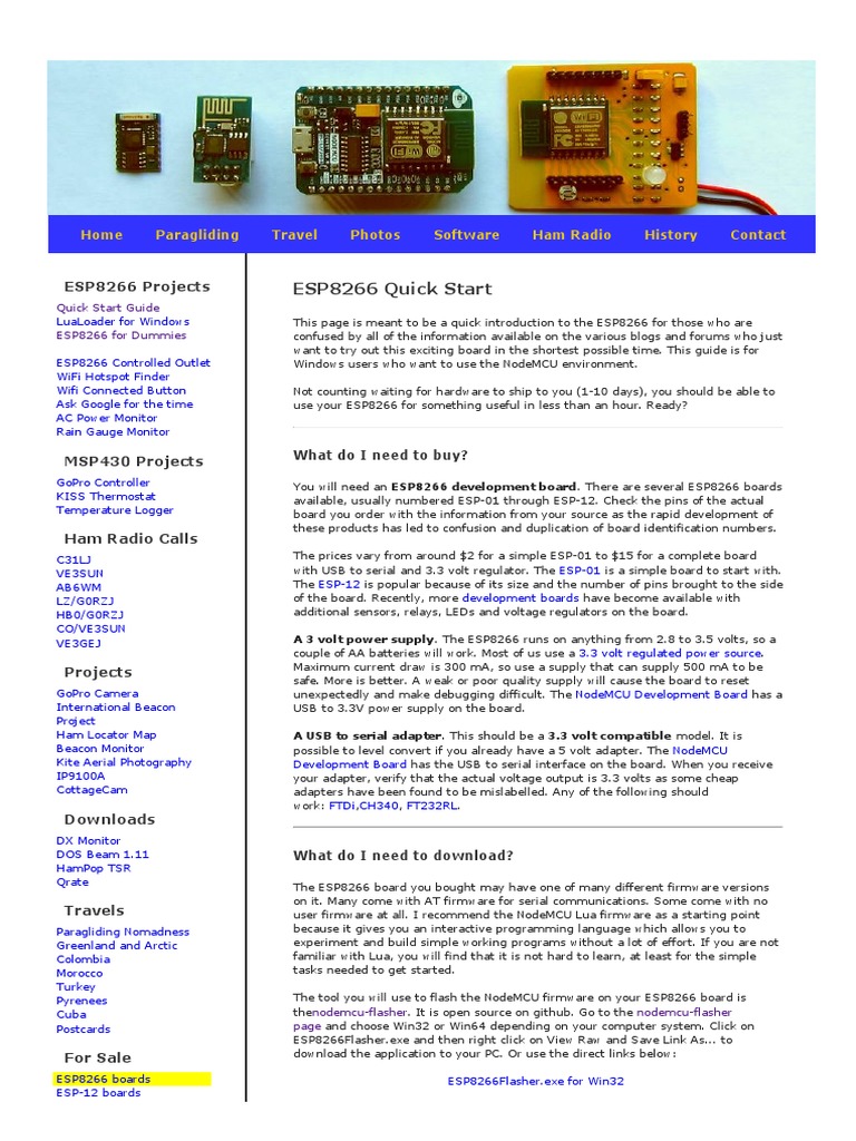 Esp8266 Quick Start Guide Pdf Web Server Internet And Web 