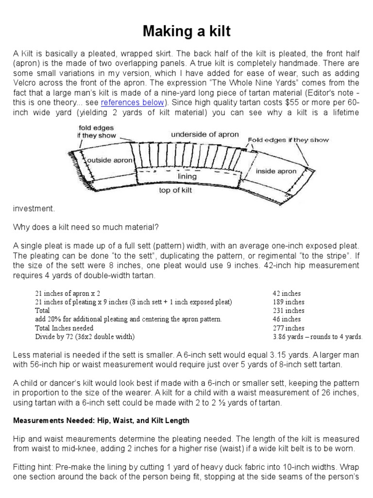Making A Kilt | PDF | Seam (Sewing) | Sewing