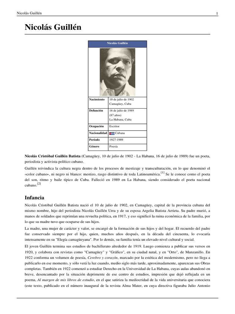 Nicolás Guillén | PDF | Poesía