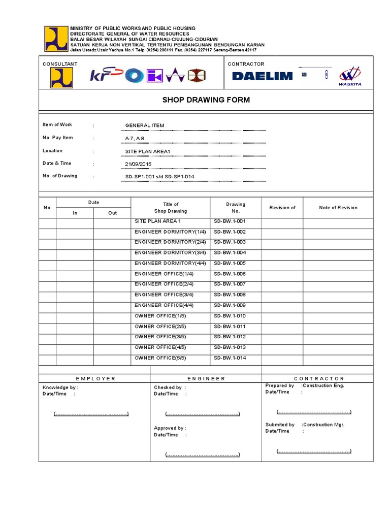 Contoh Form Pengajuan Shop Drawing | PDF | Building Technology ...