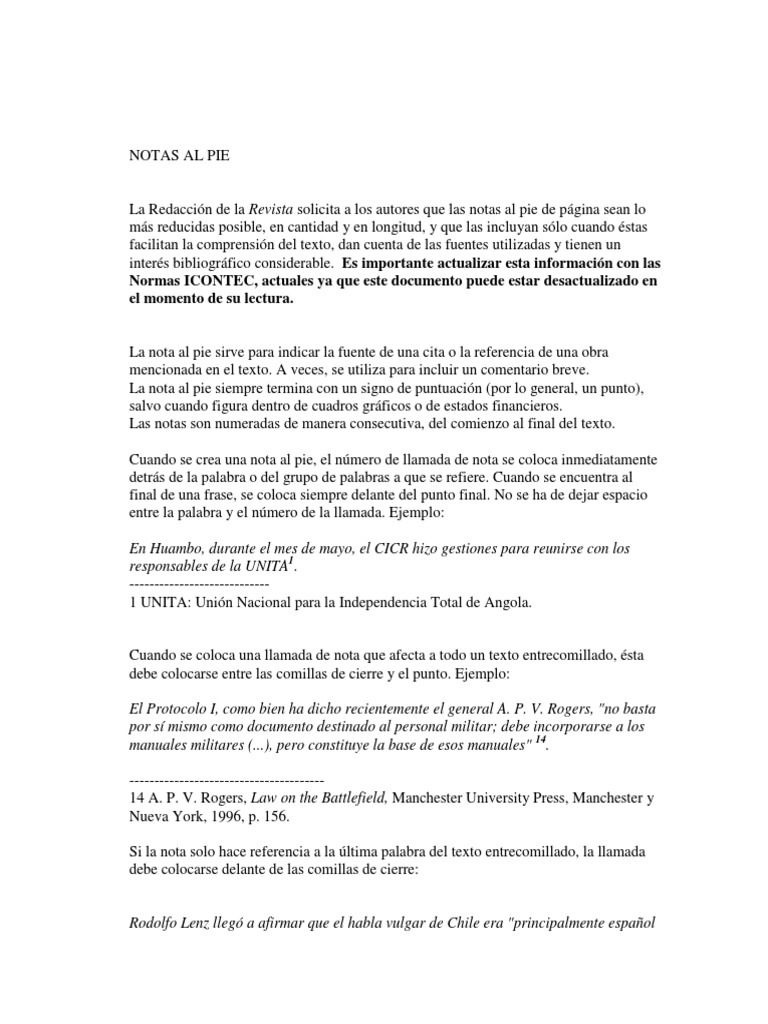 Como Colocar Una Nota Al Pie | PDF | Comillas | Semiótica