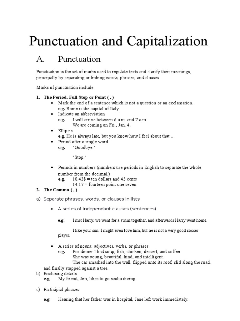 Punctuation and Capitalization | PDF | Bracket | Punctuation