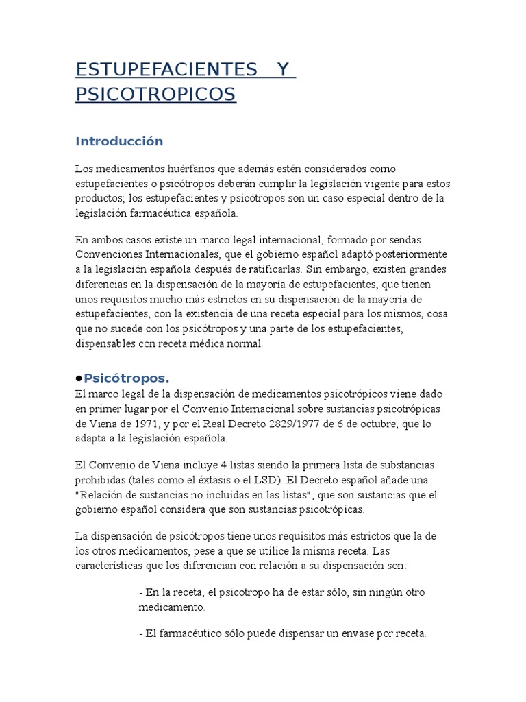 Estupefacientes y Psicotropicos | PDF | Farmacia | Prescripción médica