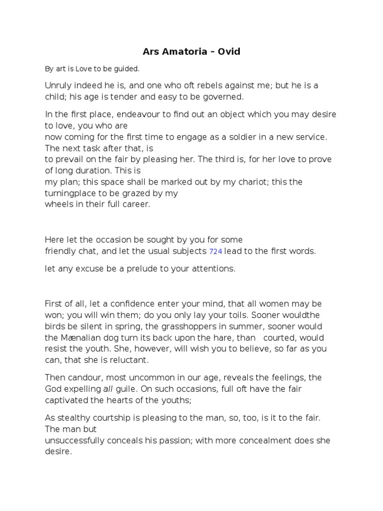 Ars Amatoria - Ovid: by Art Is Love To Be Guided | PDF