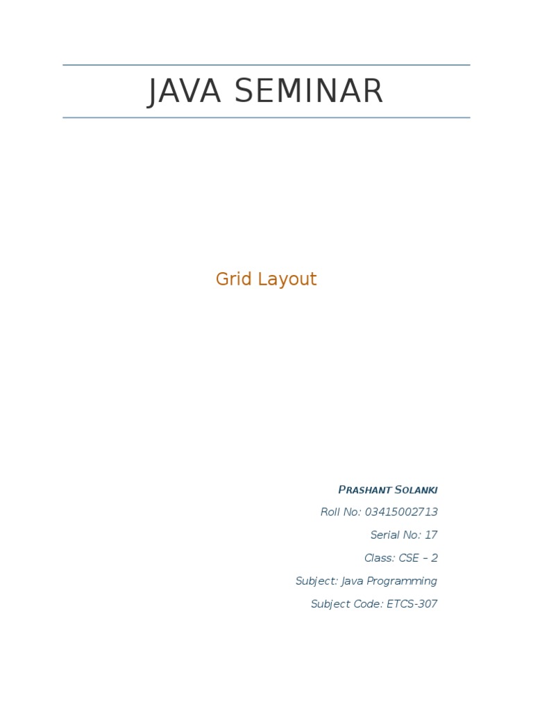 Java Seminar - Grid Layout | PDF | Java (Programming Language ...