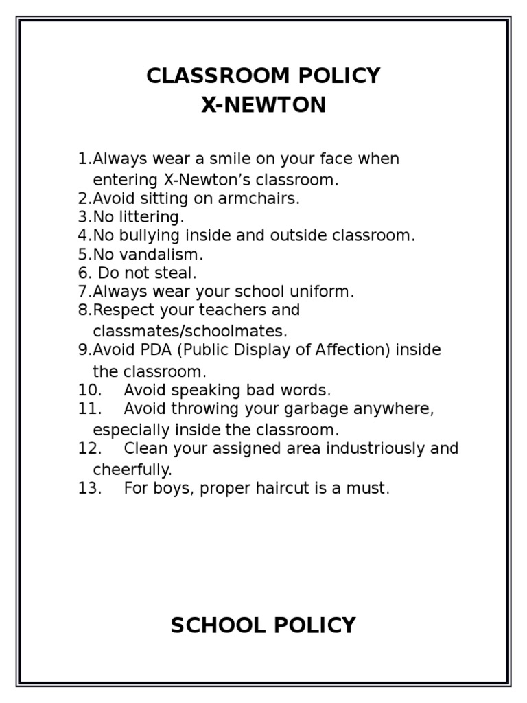 Classroom Policy | PDF | Government | Social Institutions