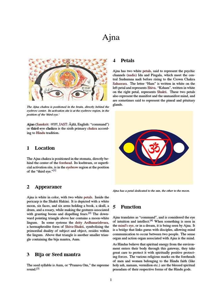Ajna Chakra | PDF | Tantra | Mental Training