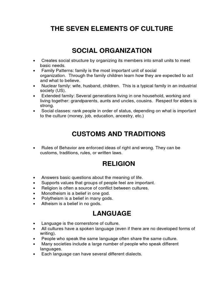 The Seven Pillars of Culture: An Overview of the Key Elements that ...