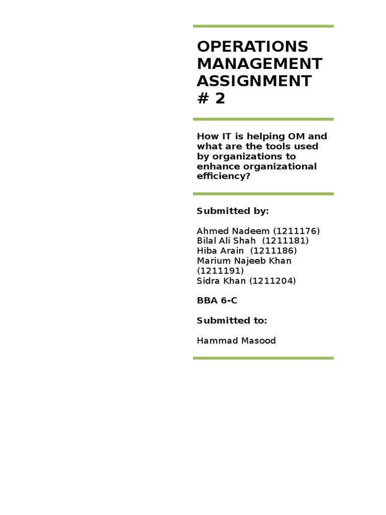 Operations Management Assignment 2 | PDF | Enterprise Resource Planning | Supply Chain