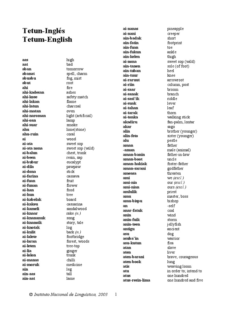 Tetun Inglés, Tetum English | PDF