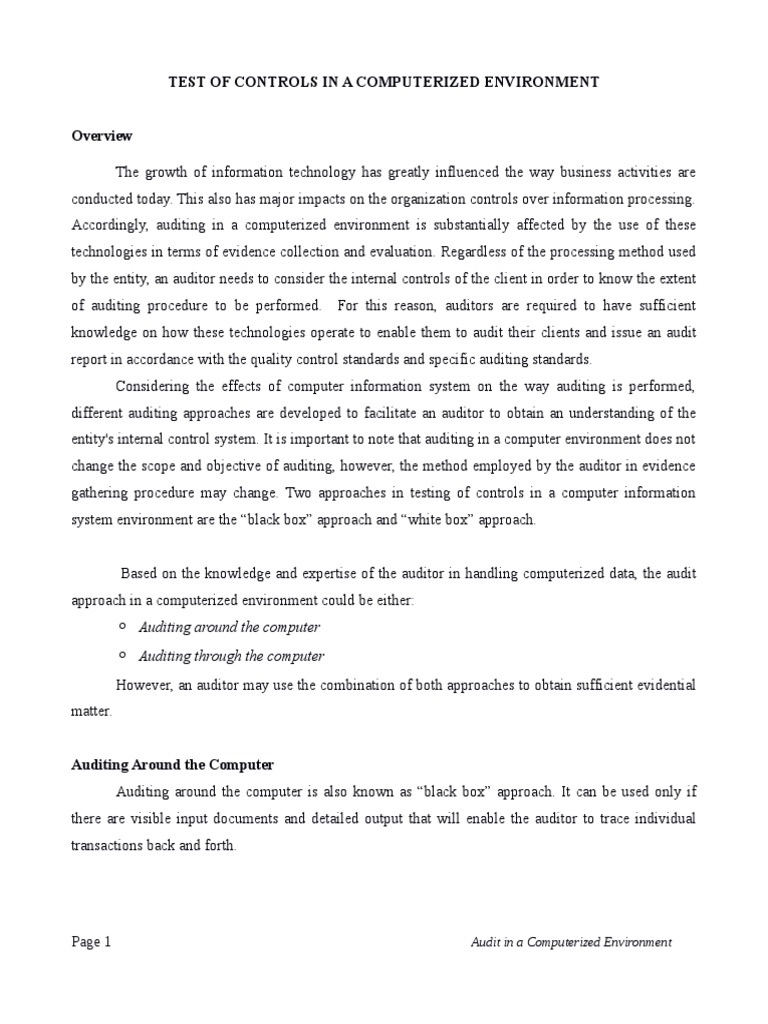 Test of Controls | PDF | Audit | Information System