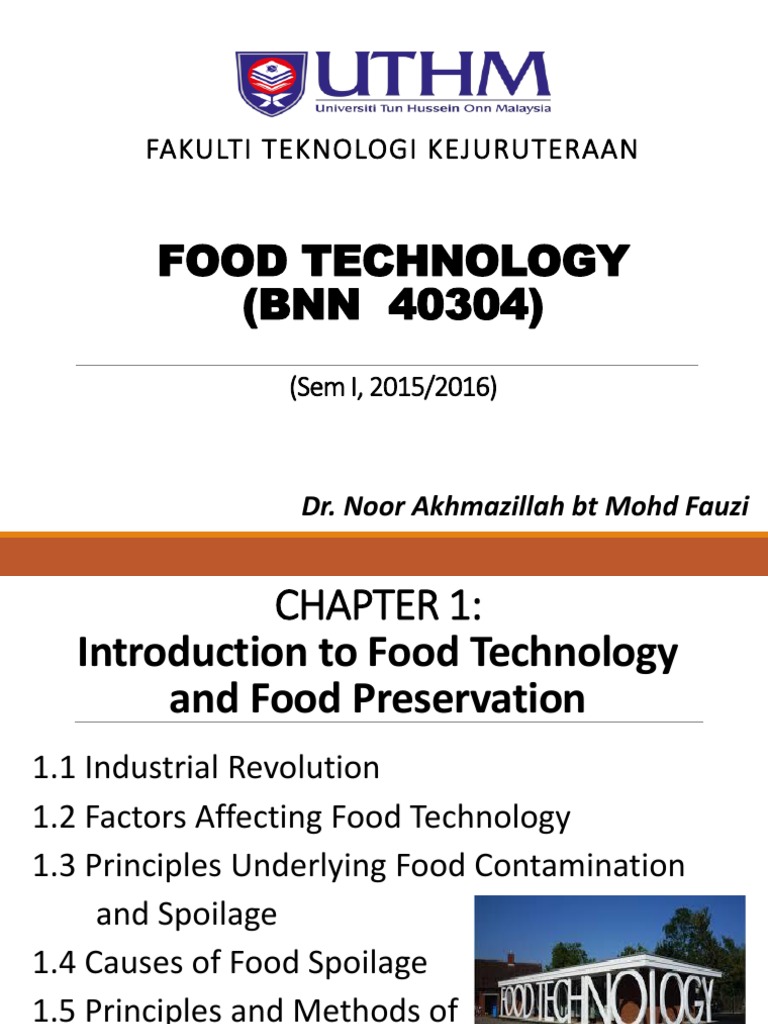Chapter 1 Introduction To Food Technology | PDF | Food Preservation ...