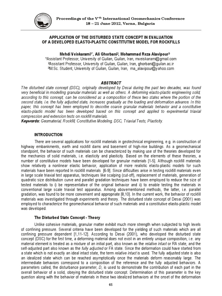 Elasto-Plastic Model for Rockfills Using DSC | PDF | Elasticity ...
