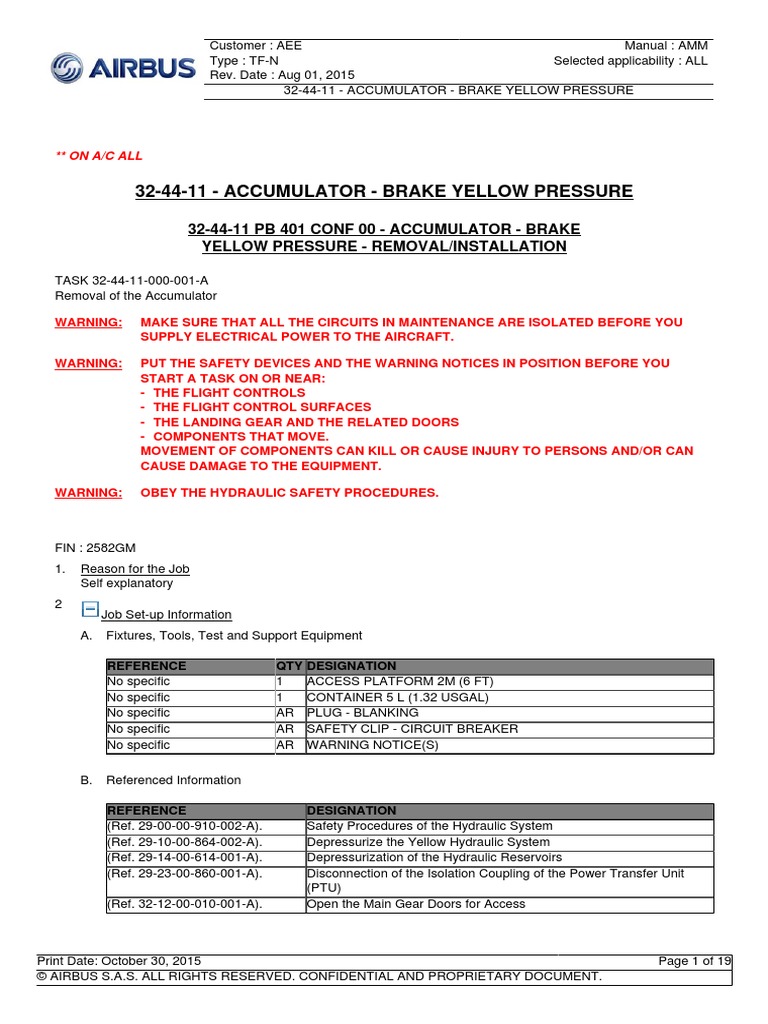 Airbus a320 Brake Accu Pnc | Leak | Aircraft Flight Control System
