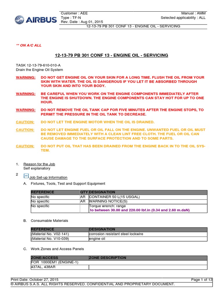 Airbus A320 Eng Oil | PDF | Gallon | Motor Oil