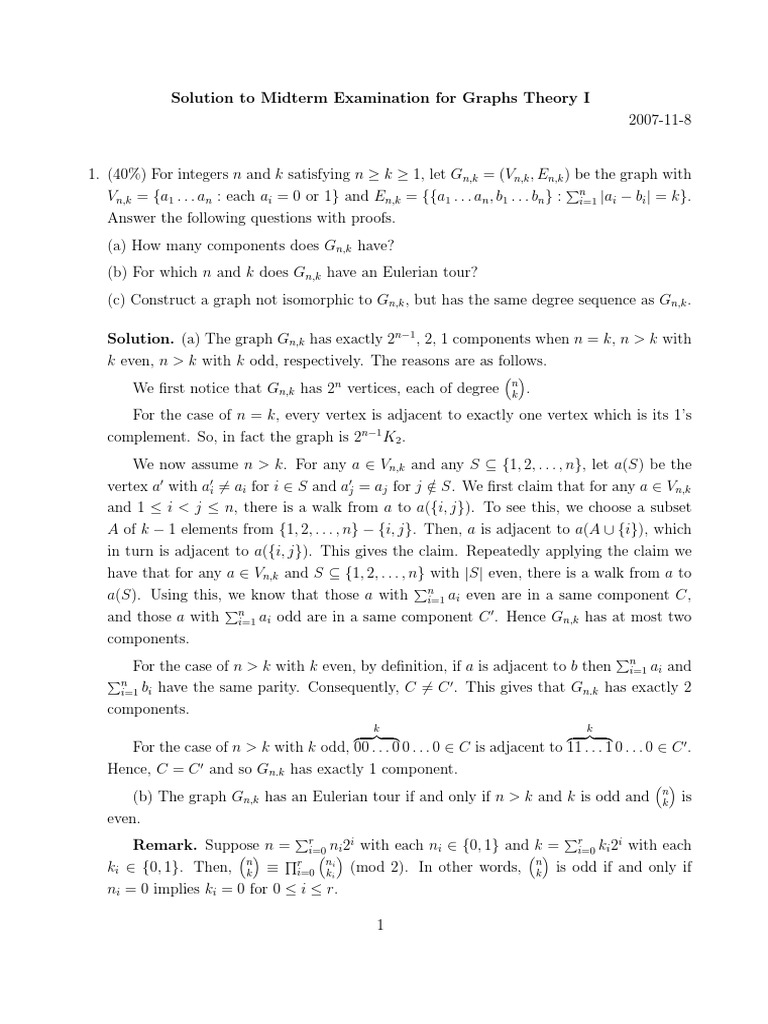 Combinatorial Graph Theory Solutions | PDF | Vertex (Graph Theory ...