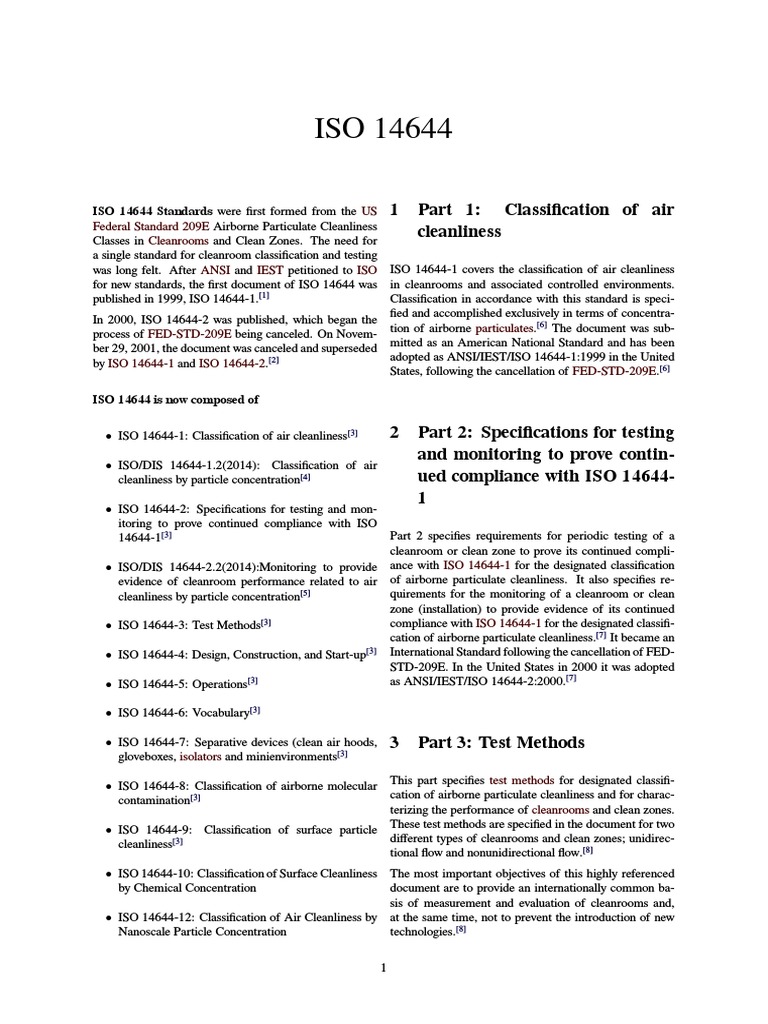 ISO 14644 Cuartos Limpios | PDF | Evaluation | International ...