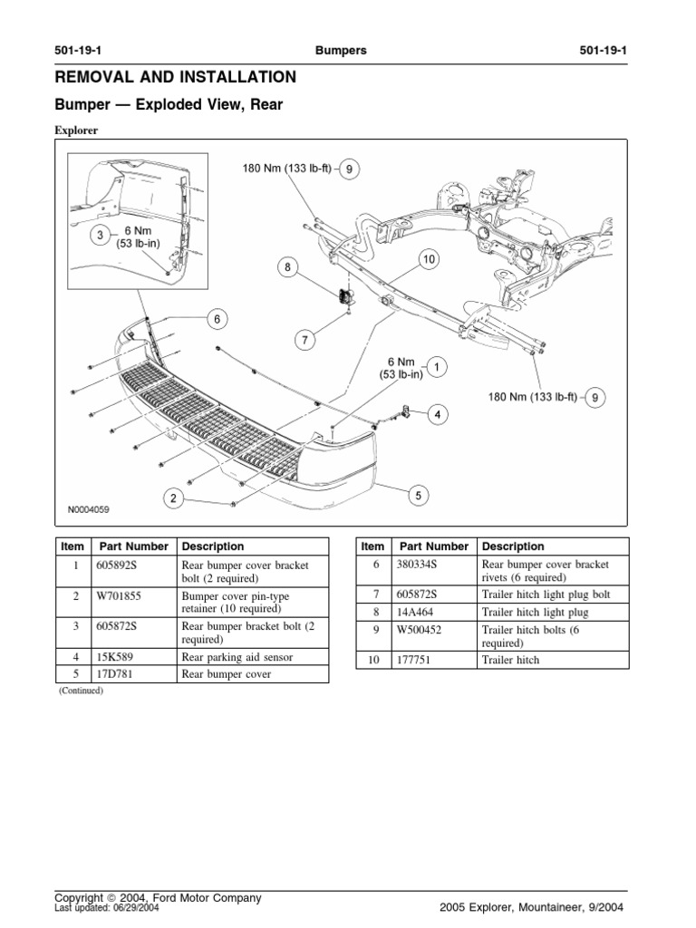 Bumper 8212 Exploded View Rear Removal and Installation | PDF