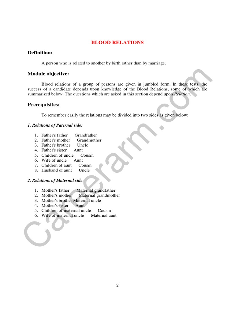 Blood Relation Problems | PDF | Family | Interpersonal Relationships