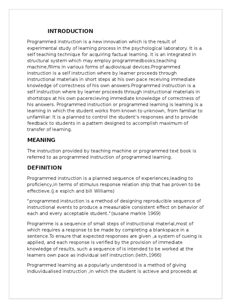 Programmed Instruction 2003 | Download Free PDF | Reinforcement | Learning