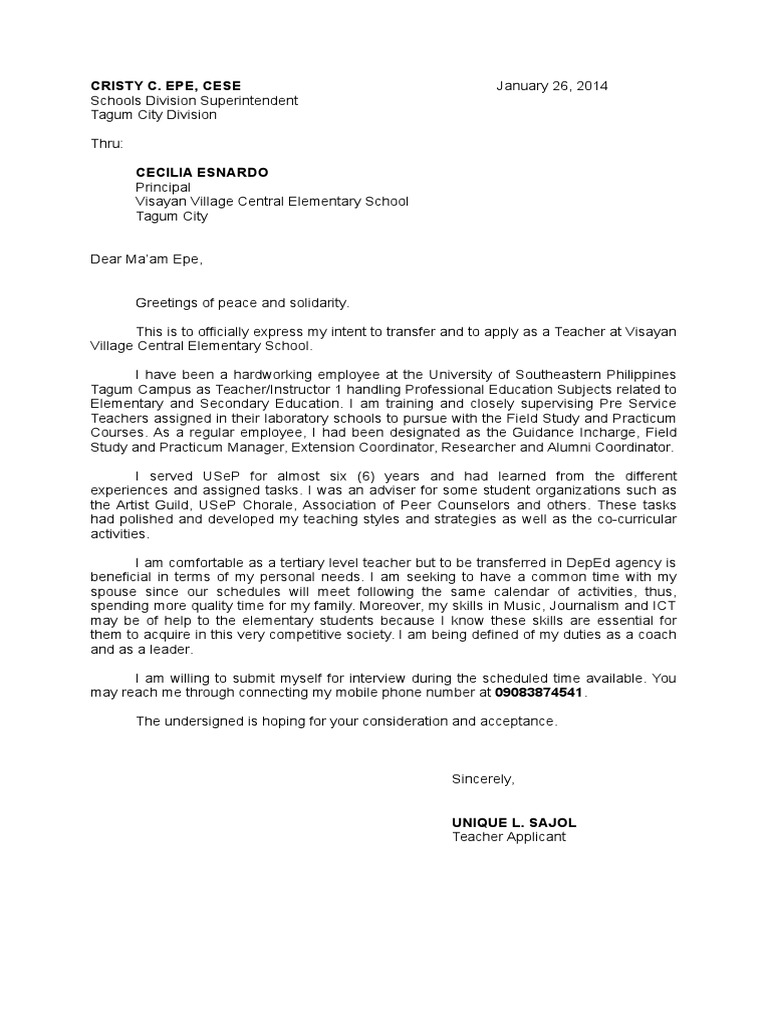App Letter For Tagum City Division | PDF