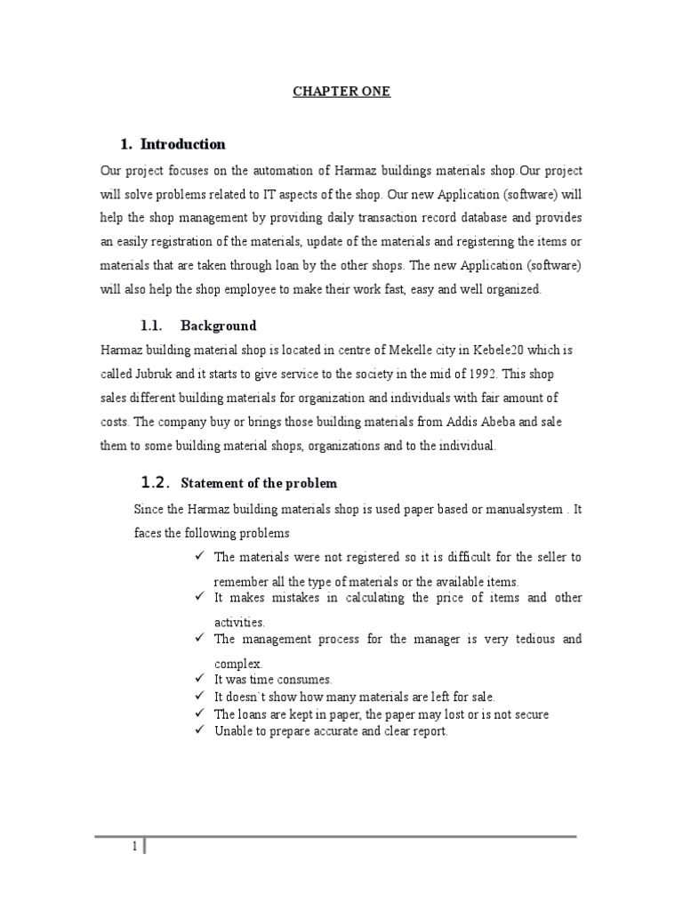1.1. Background: Chapter One | PDF | Use Case | Databases