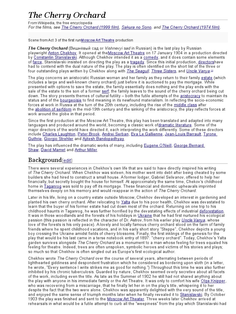 The Cherry Orchard | PDF | Plays | Theatre