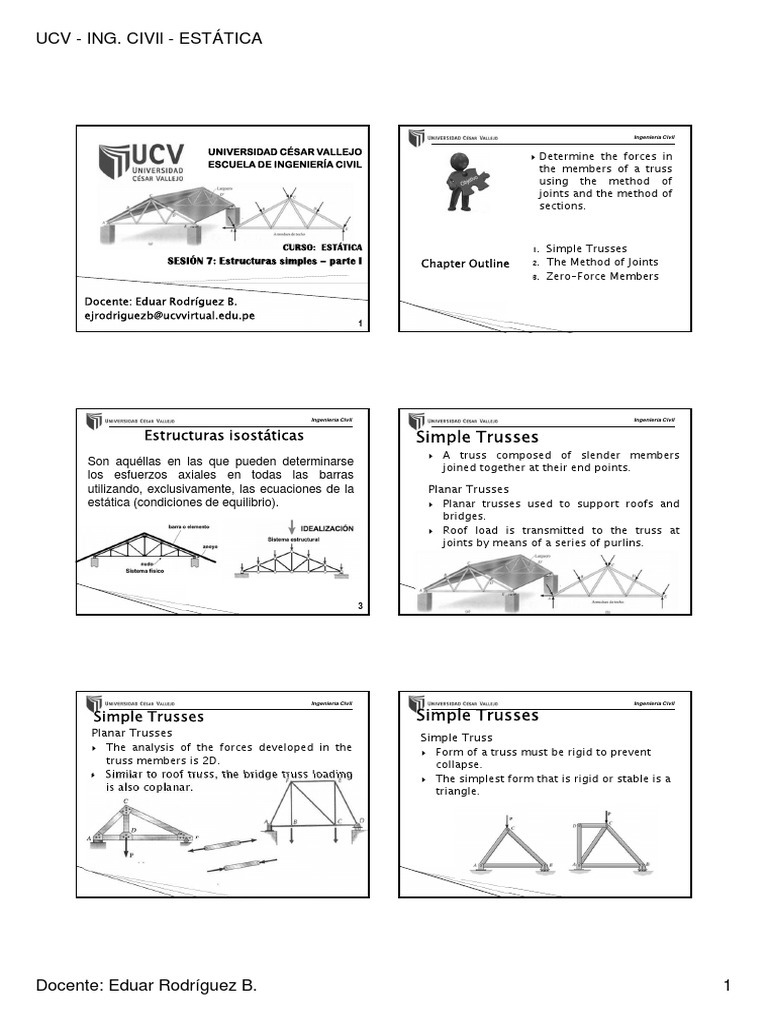 Sesión 7 - ESTÁTICA - Estructuras Simples Parte I | PDF | Truss | Civil ...