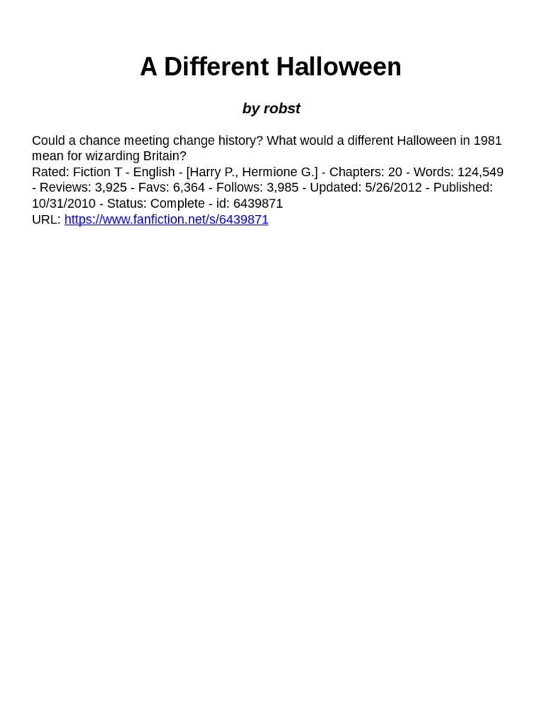 A Different Halloween - Robst | PDF | Harry Potter | Harry Potter Universe