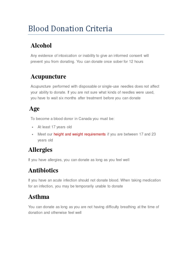 Blood Donation Criteria | PDF | Blood Donation | Hiv/Aids